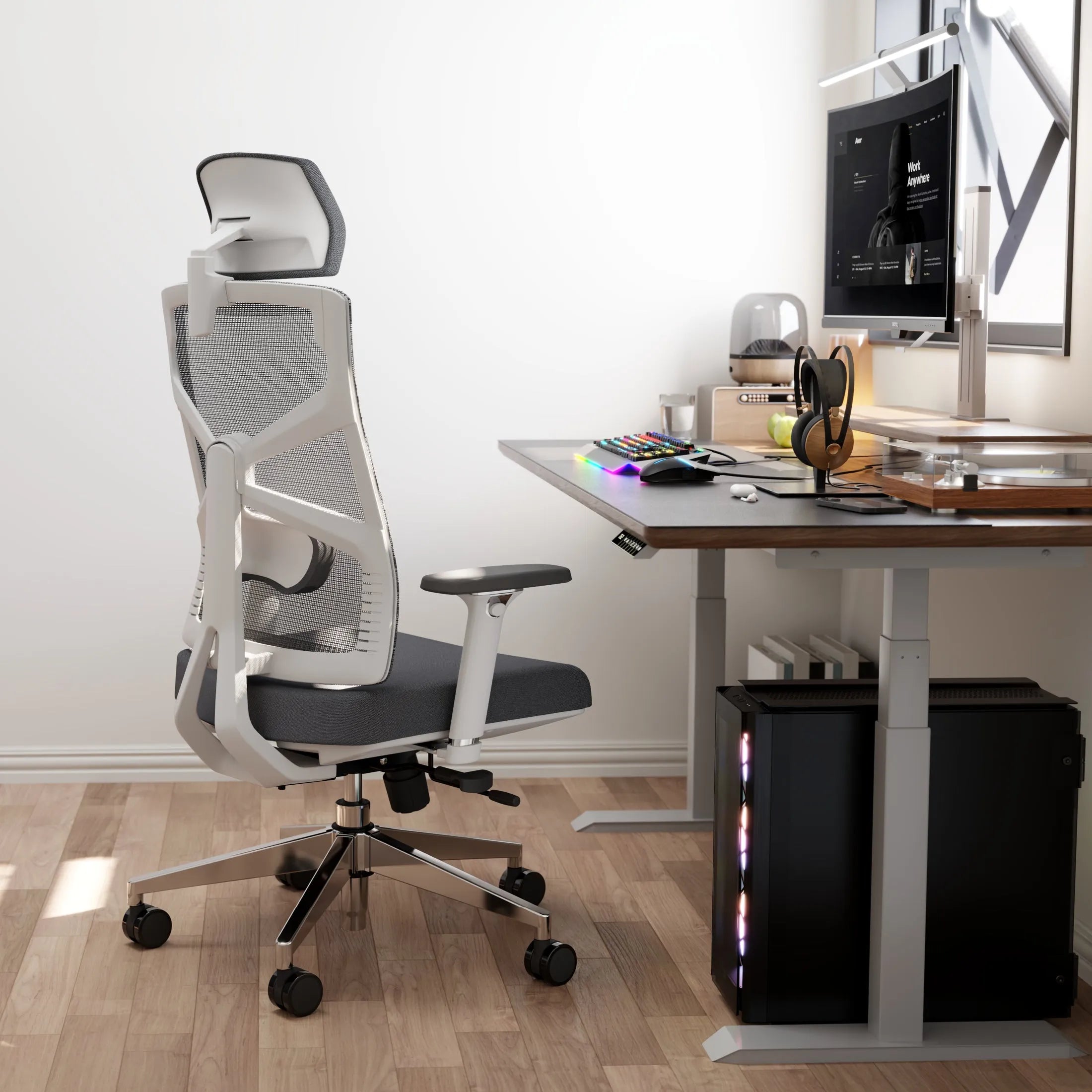 HOLLUDLE Ergonomic Office Chair,Mesh Lumber Support,Adaptive Backrest
